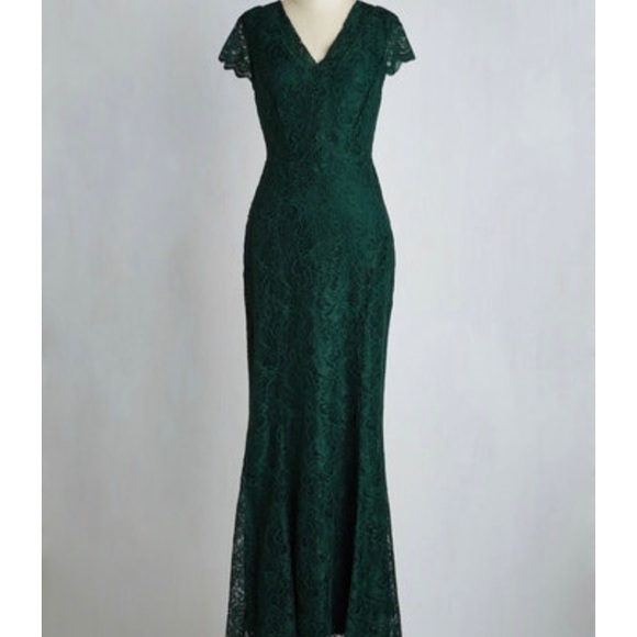 Modcloth | Dresses | Grand Staircase Modcloth Emerald Green Lace Dress ...